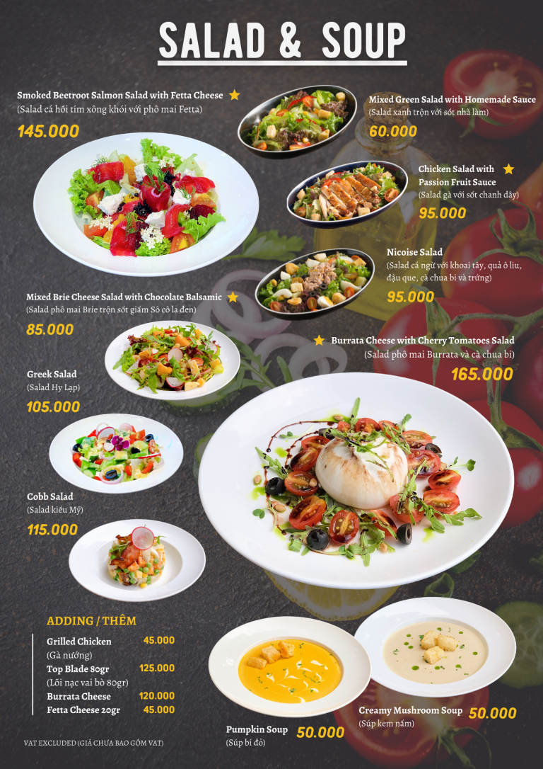 Menu Hoa Mai | Downtown Steakhouse
