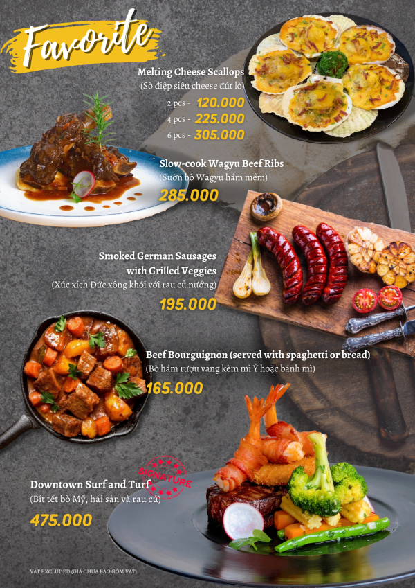 Menu Hoa Mai | Downtown Steakhouse